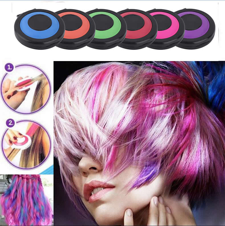 6 Colors Temporary Hair Chalk Set Fast Hair Dye Powder